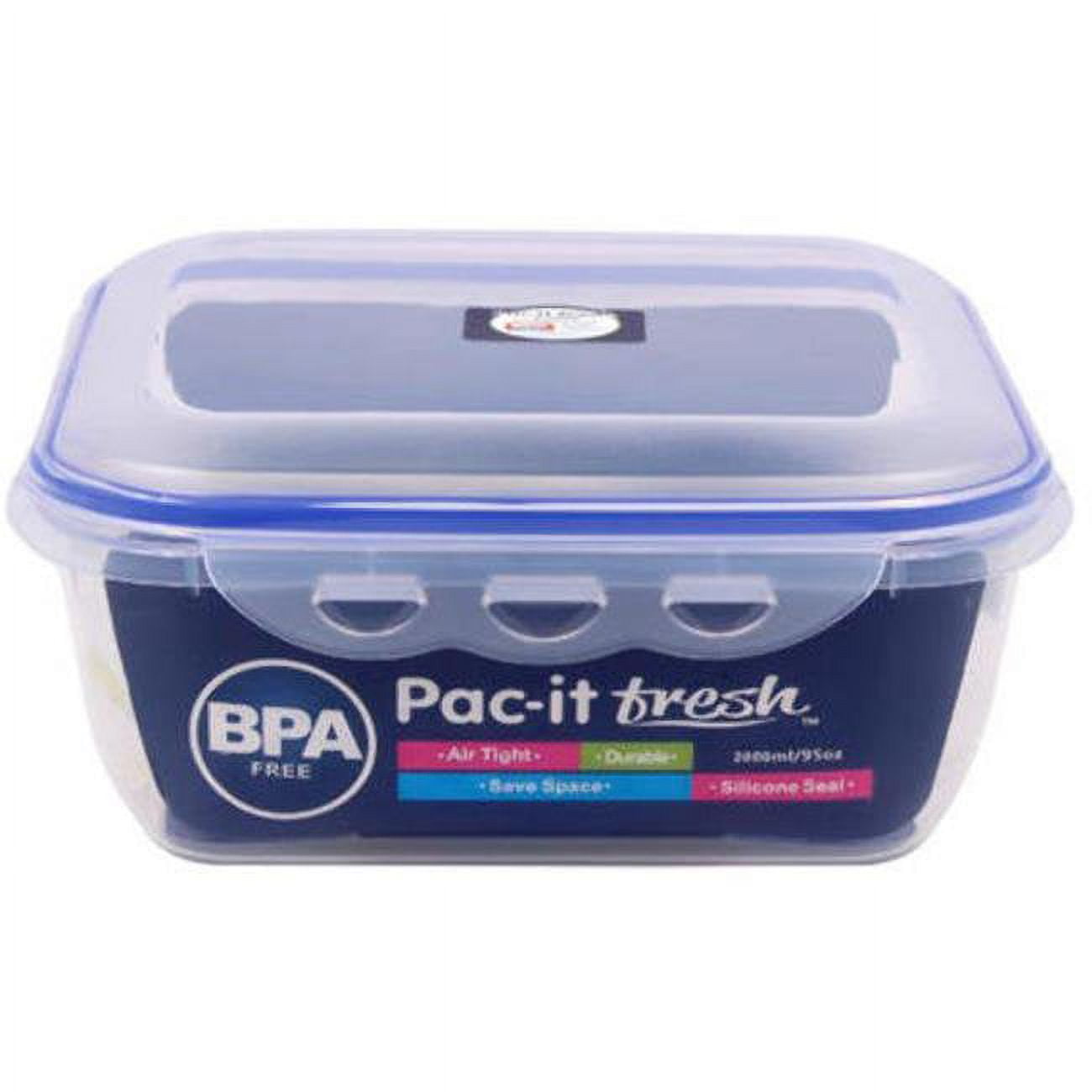 DDI 2328024 95 oz Pac-It Fresh Square Food Container, Clear & Blue ...