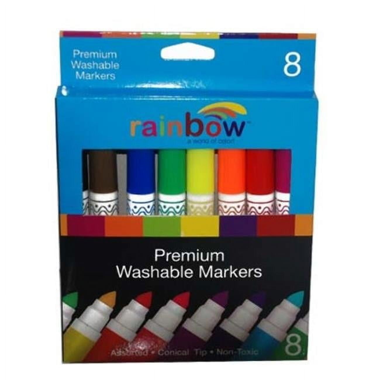 DDI 2330021 Rainbow Markers - 8 Count Washable Assorted Colors Conical ...