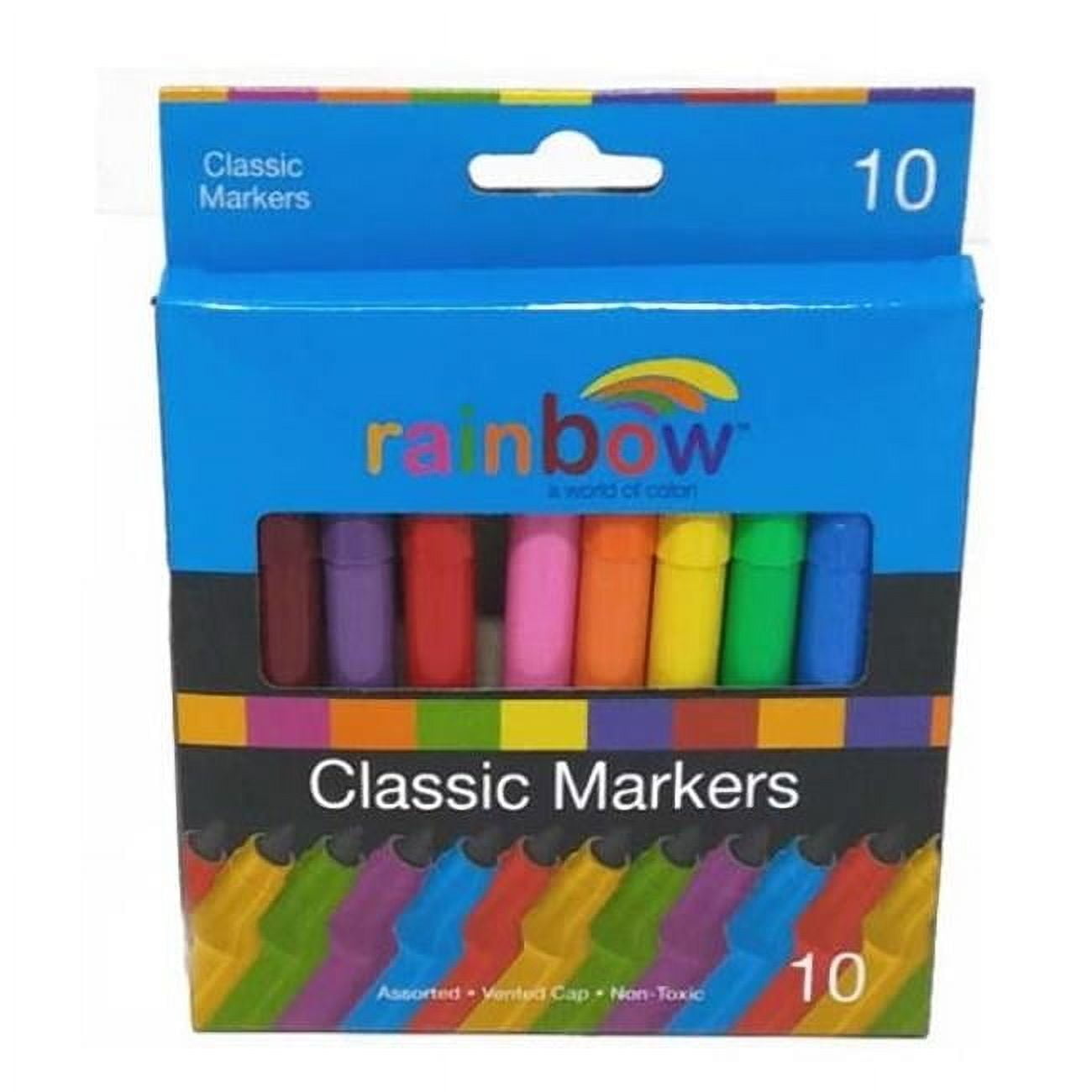 DDI 2330024 Rainbow Markers - 10 Count Assorted Colors Classic Case of ...