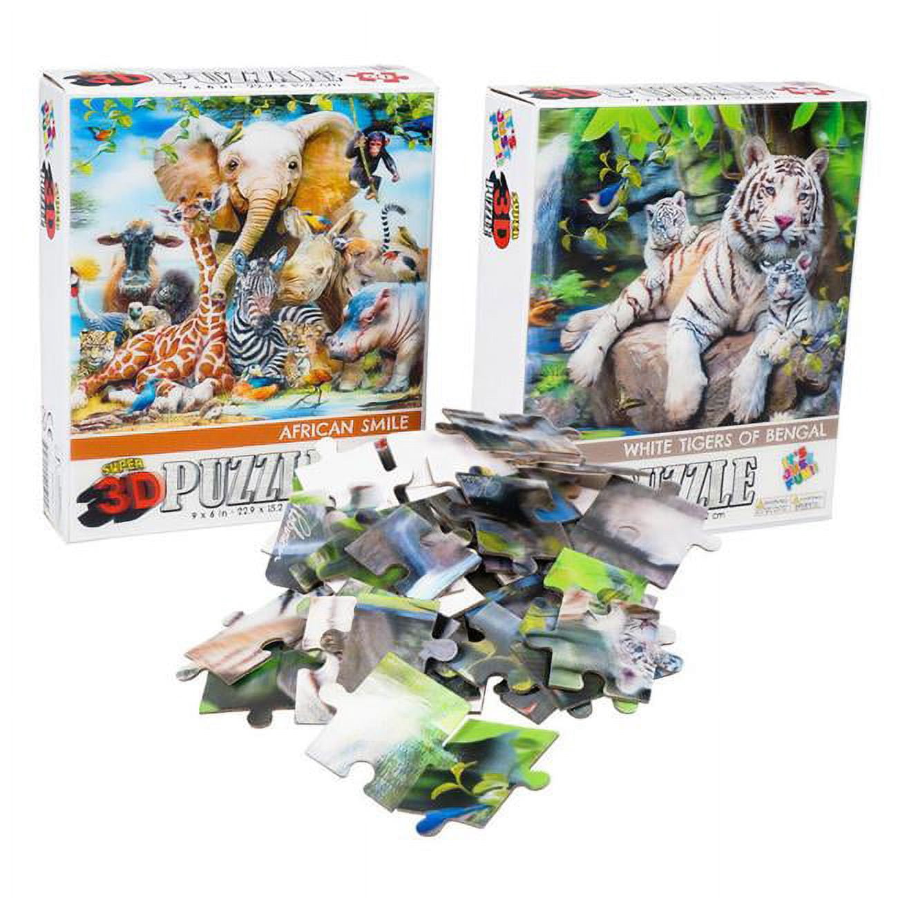 DDI 2346194 3D White Tigers & Africa Smile Puzzle, Assorted Color - 50 ...