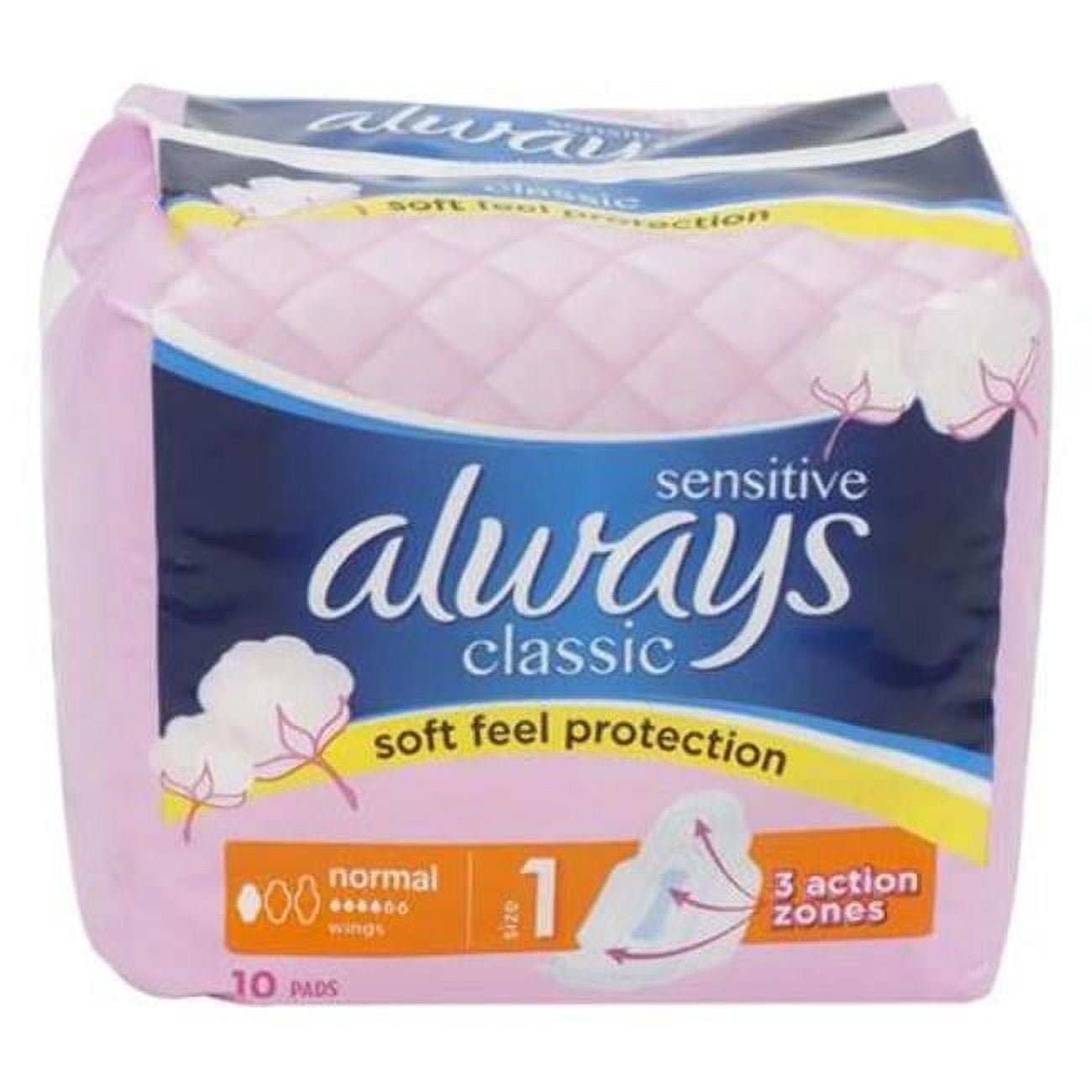 DDI 2349890 Sensitive Always Classic Pads - Size 1 - 10 Count Case of ...