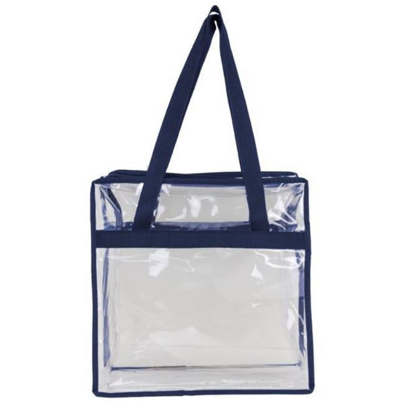 DDI 2366183 Clear Stadium Zipper Totes, Navy Blue Trim - Pack of 50 ...