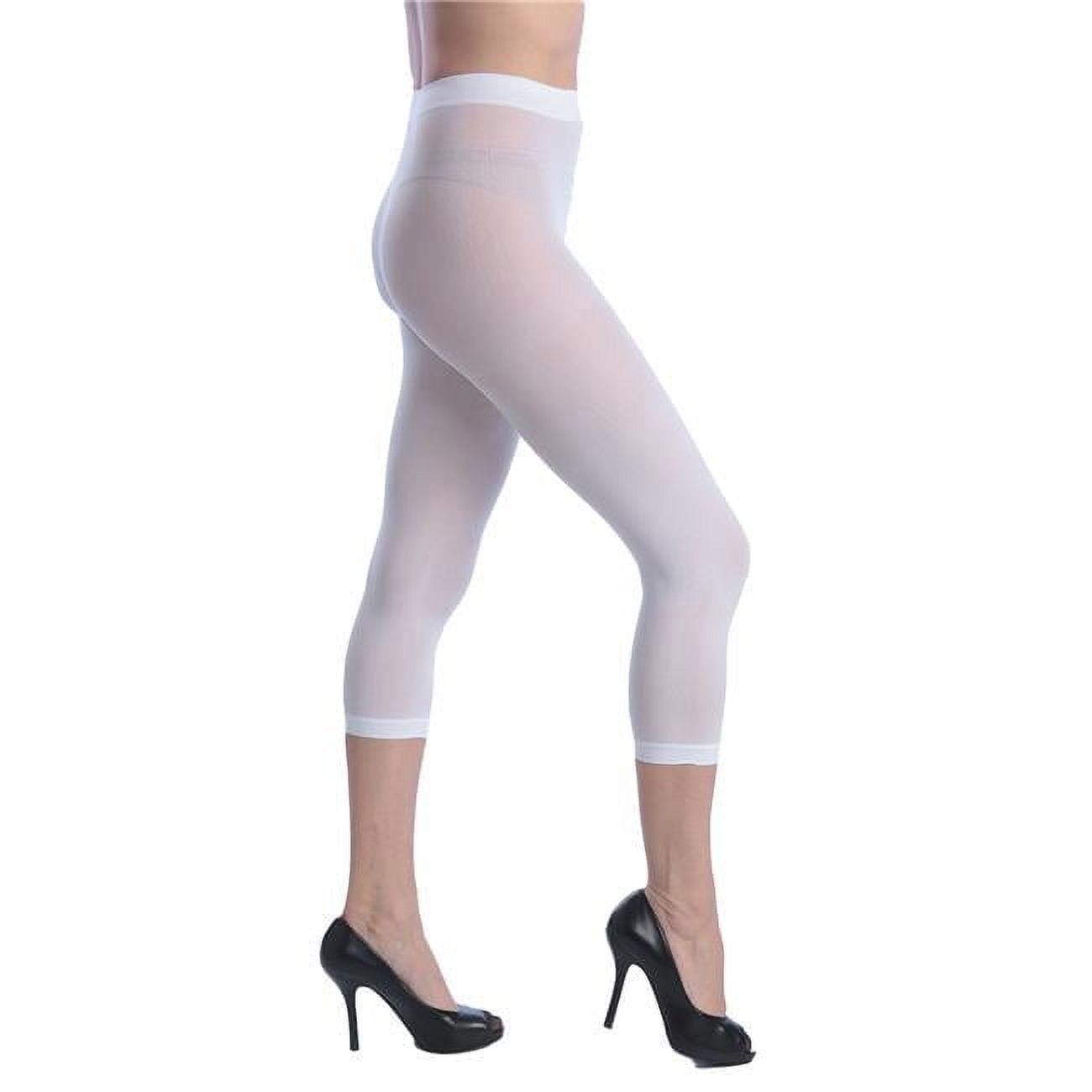 DDI 2372588 Women Opaque Footless Capri Tights, White - Queen Size ...