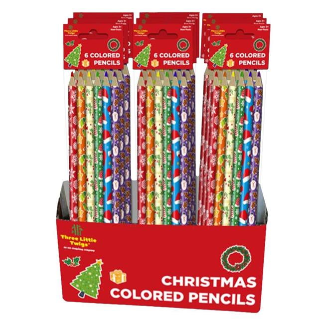 DDI 2374810 Christmas Foil Wrapped Colored Pencils, 6 Assorted Color ...