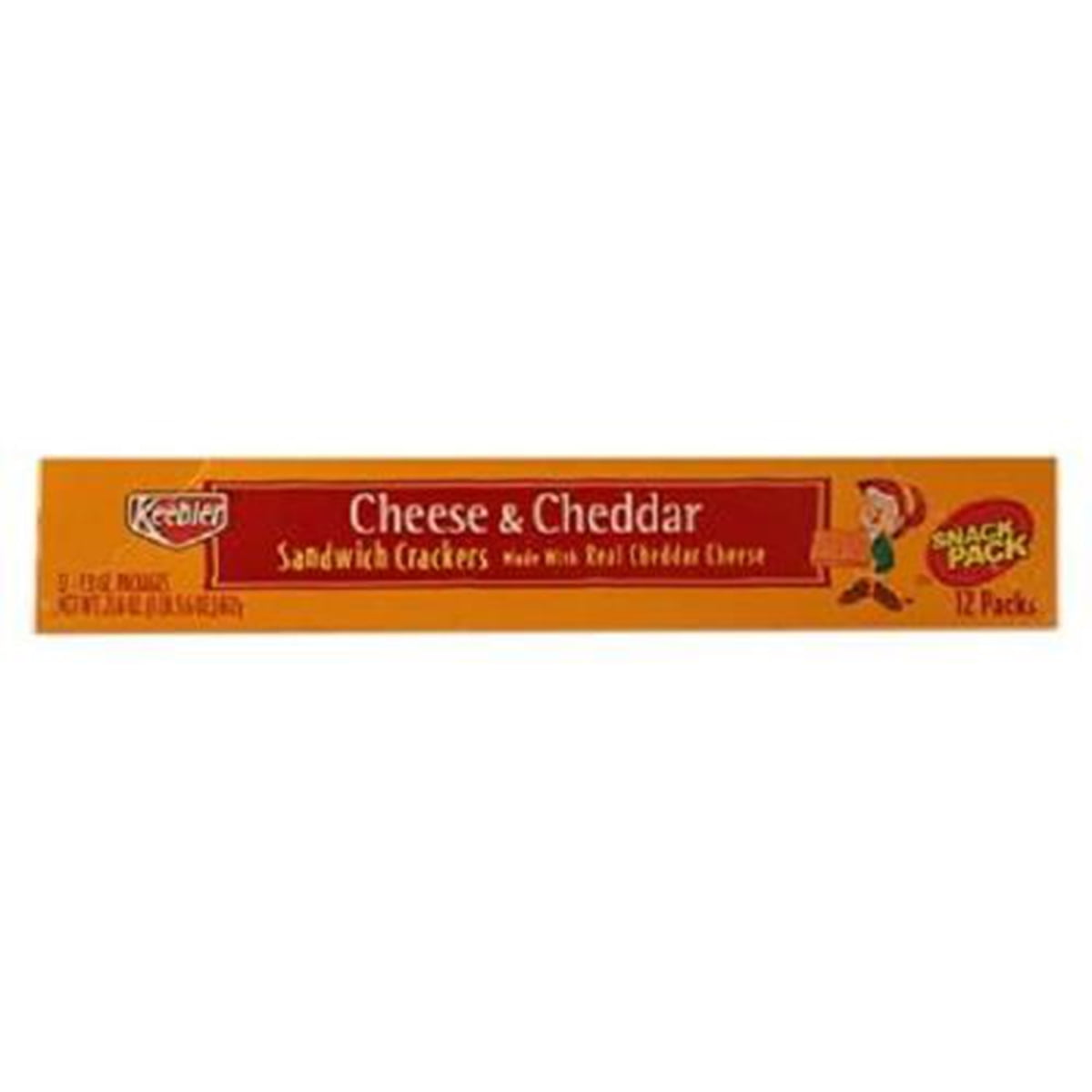 Keebler Cheese & Cheddar Sandwich Crackers Snack Pack, 1.8 Oz Each (12 ...