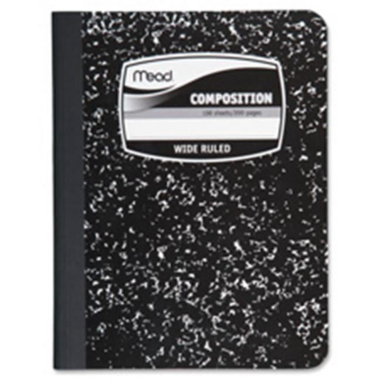 Mead MEA Composition Book,Wide Ruled,100 Shts,7.5 in. x 9.75 in.,Black ...