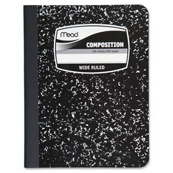 Mead MEA Composition Book,Wide Ruled,100 Shts,7.5 in. x 9.75 in.,Black ...