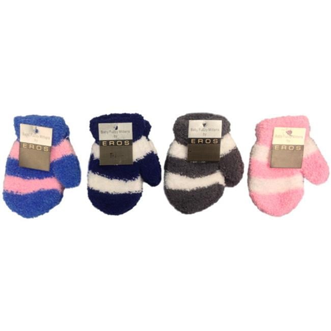 DDI Baby Fuzzy Mittens - Striped Assorted Colors Case of 24 - Walmart.com