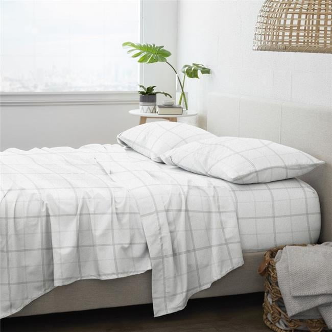 DDI Home Collection Premium Checkered Flannel Bed Sheet Set - 4 Piece ...