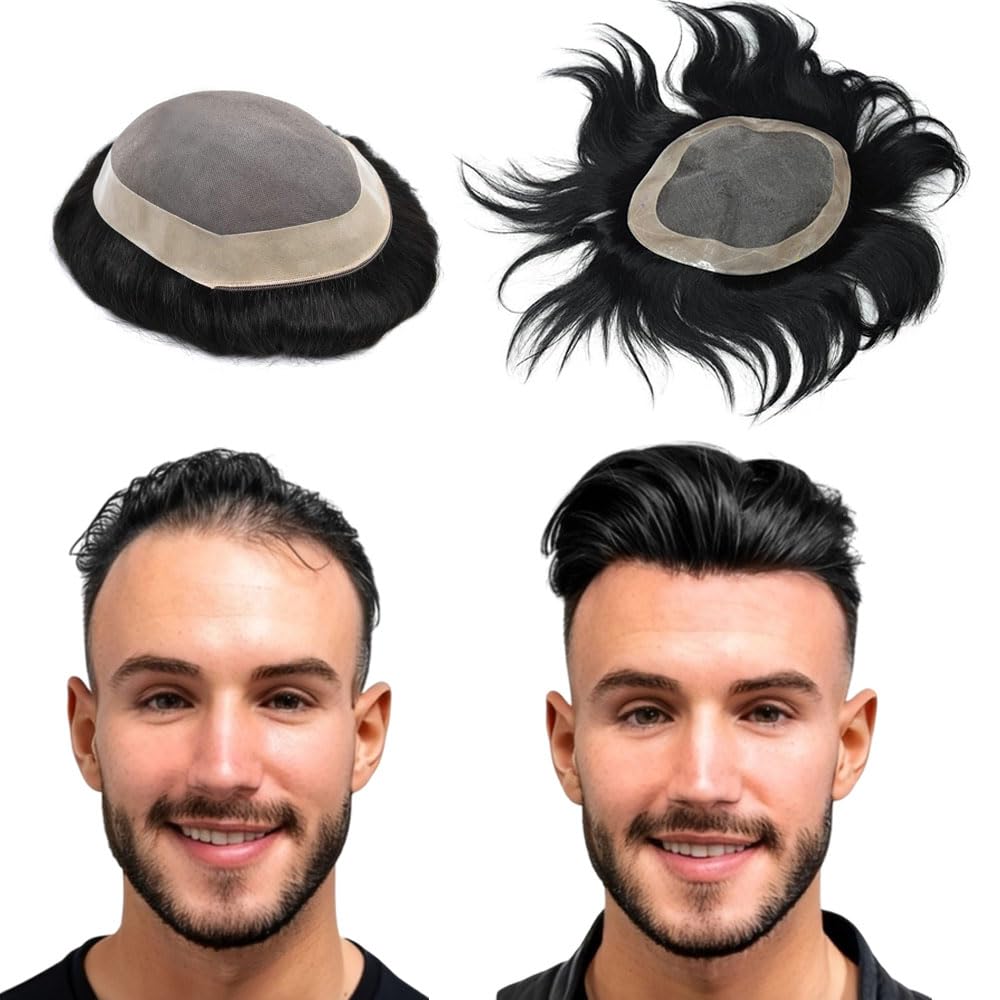 DDIVINE Hair Replacement System Natural Human hair Patch FINE Regular ...