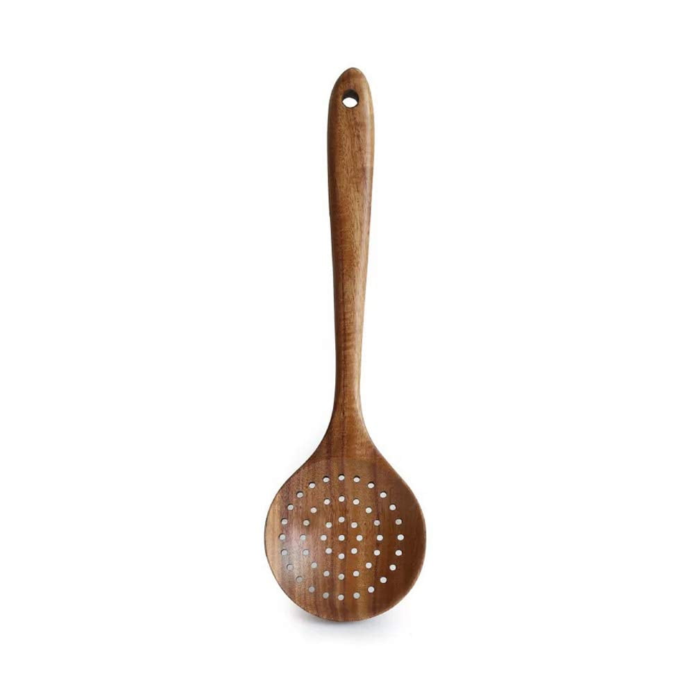 DDJSJ Teak Kitchen Utensils,Colander Ladle Skimmer Scoop Kitchenware ...
