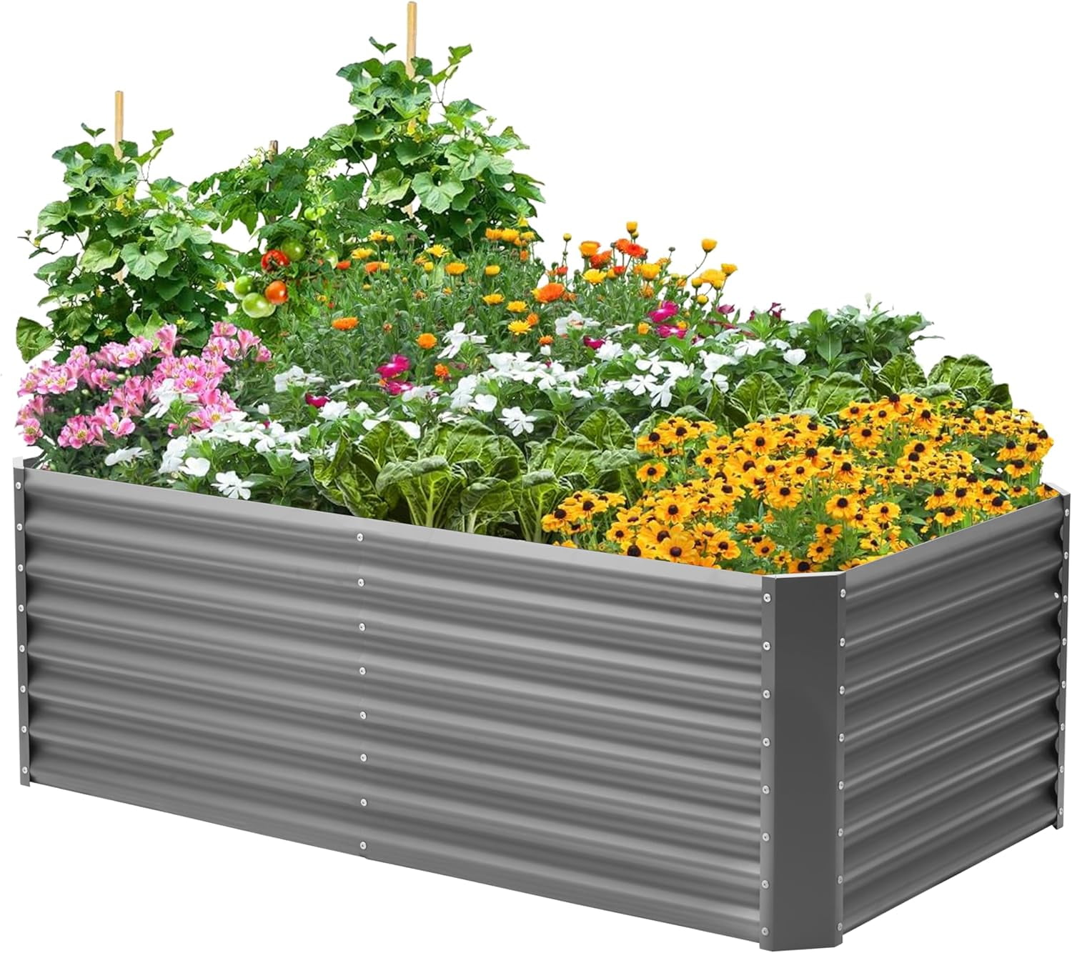 DDK Galvanized Raised Garden Bed | Outdoor Planter Bed | Metal Planter ...
