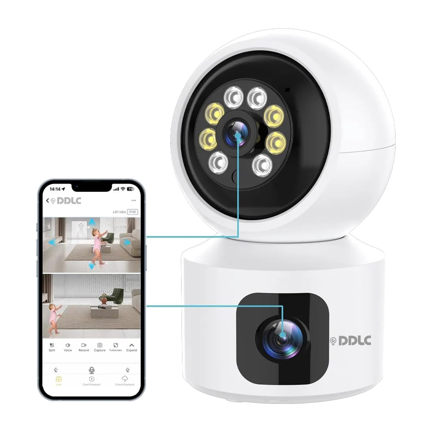 DDLC Dual Lens WiFi IP 360 Camera 1920 X 2160 Full HD 3mp AI Upgraded ...