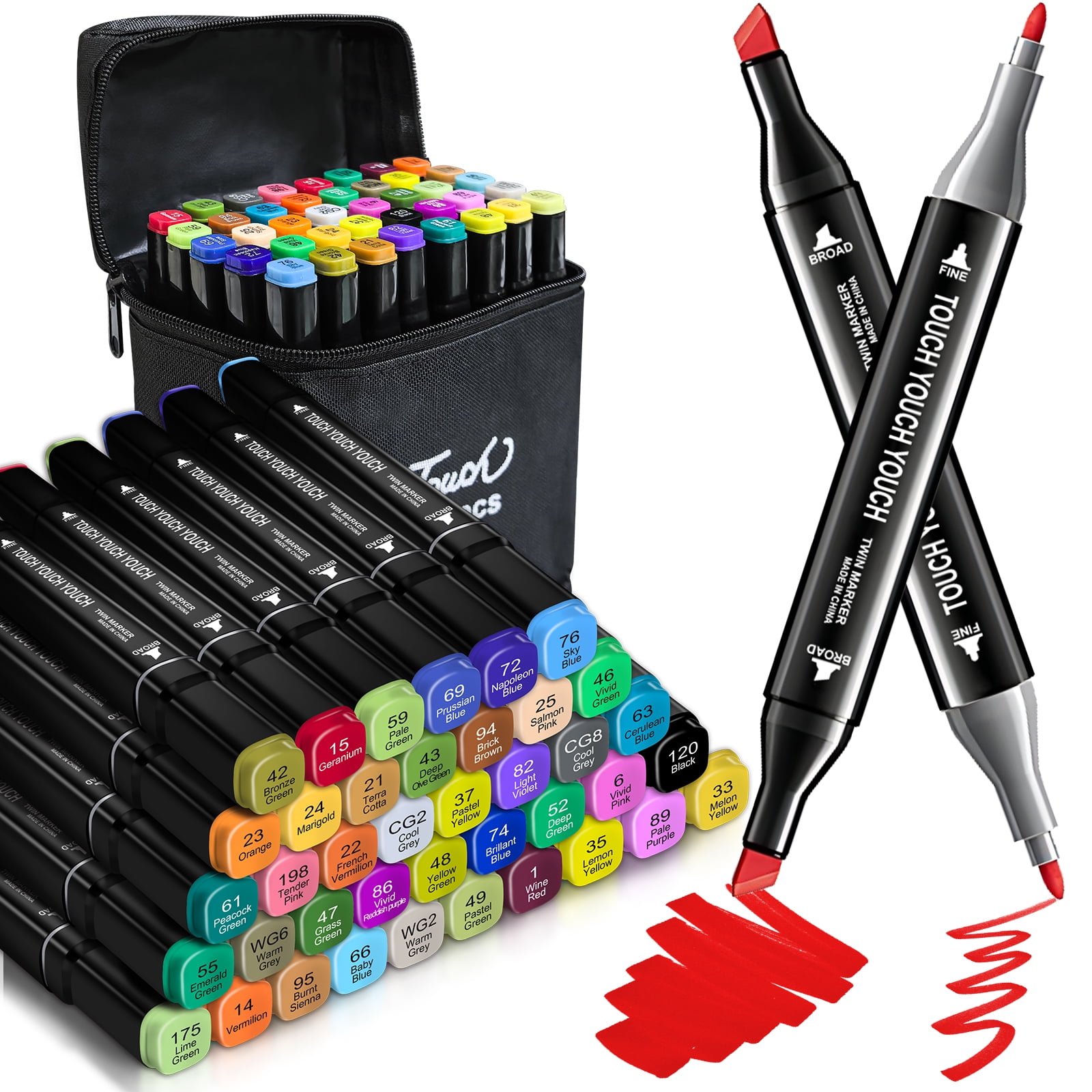 DDONG 40 Count Alcohol-Based Art Markers Set Double-headed Drawing Pens ...