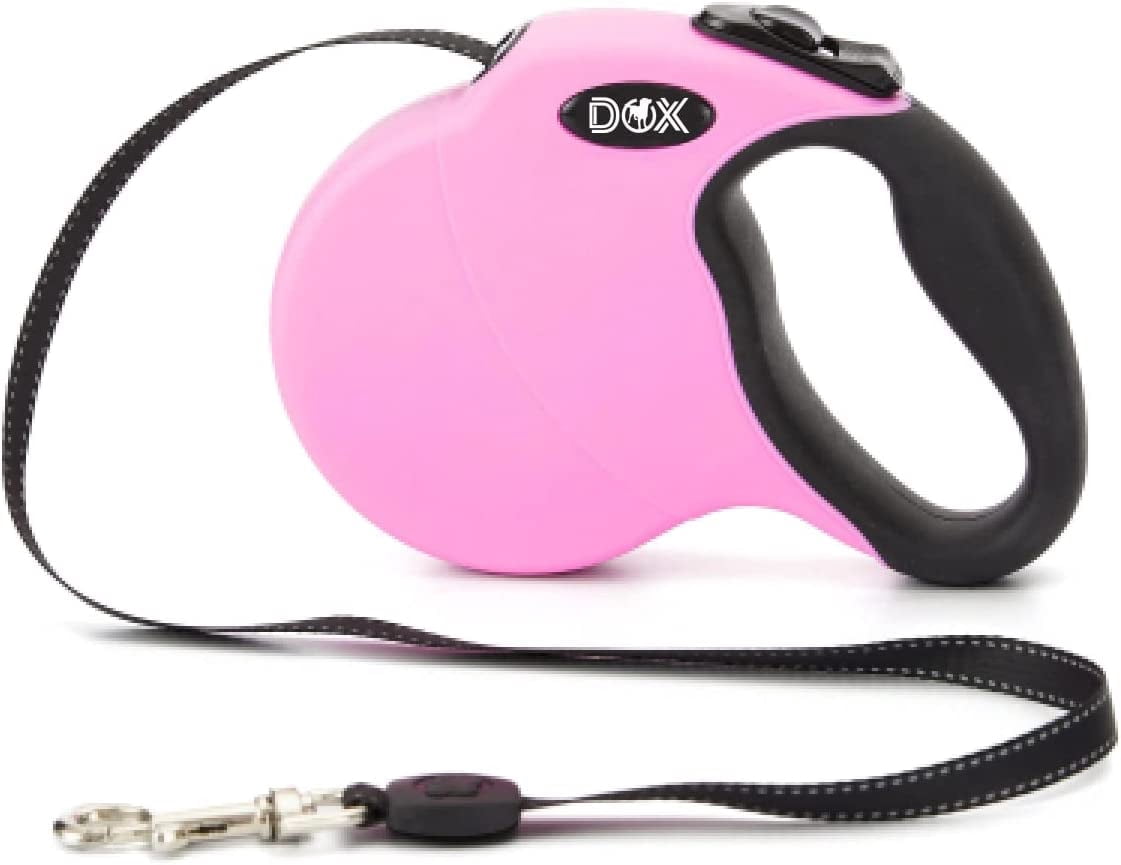 DDOXX Pink Long Line Retractable Dog Leash - 16.4ft, 44.1lbs ...