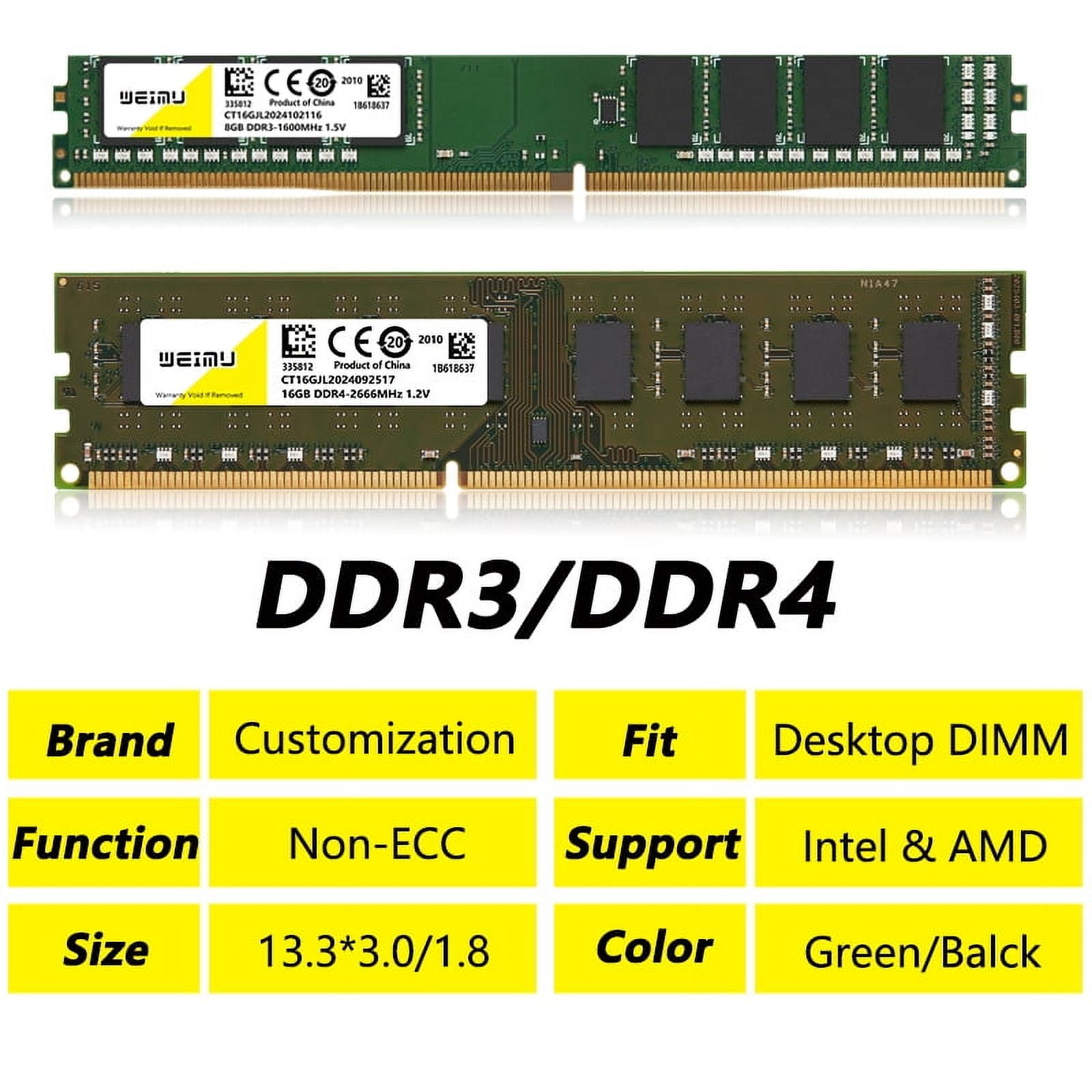 DDR3 DDR4 4GB 8GB 16GB Desktop Memory Ram PC3 1.5V 1066 1333 1600MHz PC4 1.2V 2133 2400 2666 ...