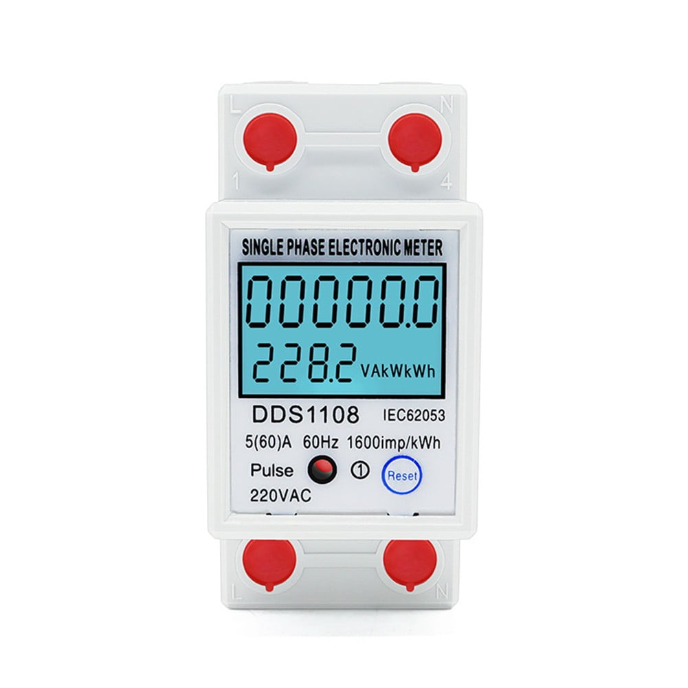 DDS1108 60A Rail-Mounted Aingle-phase Two-line LCD Digital Display ...