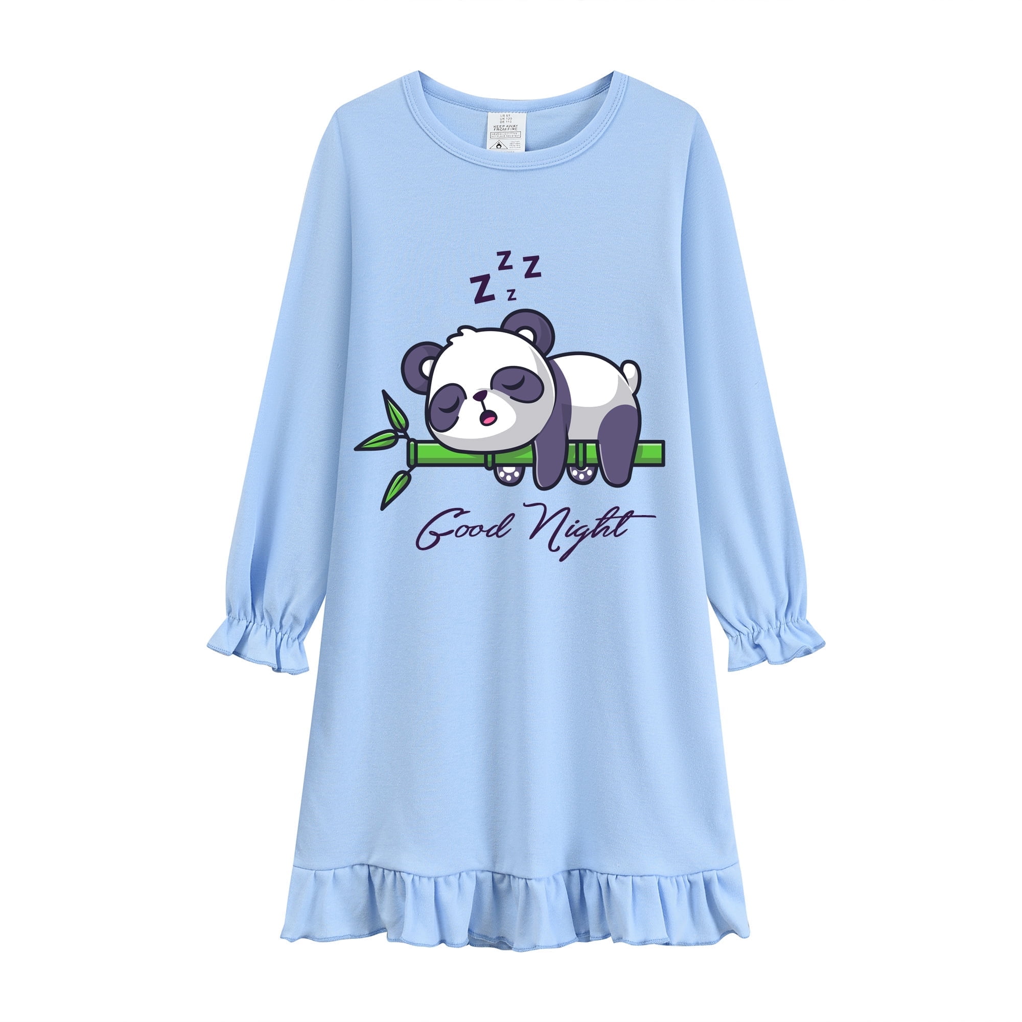 DDSOL Nightgown for Girls Long Sleeves Panda Nighties Princess Sleep ...