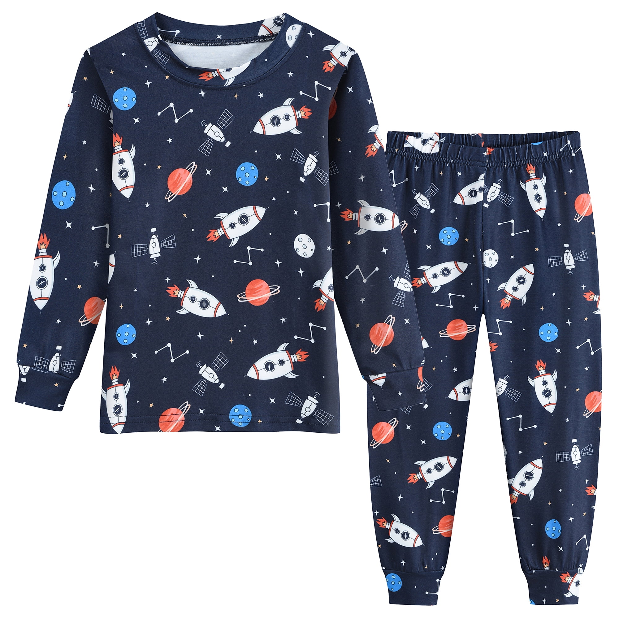 DDSOL Toddler Boy Rocket Pajamas Long Sleeves Cotton Sleepwear 2-Piece 2T - Walmart.com