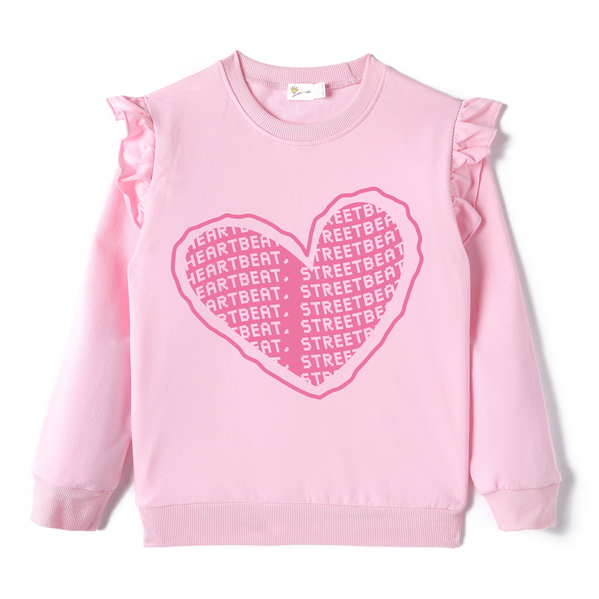 DDSOL Toddler Girls Sweatshirt Valentine's Day Graphic Ruffle Sleeves Shirts Pink 5T - Walmart.com
