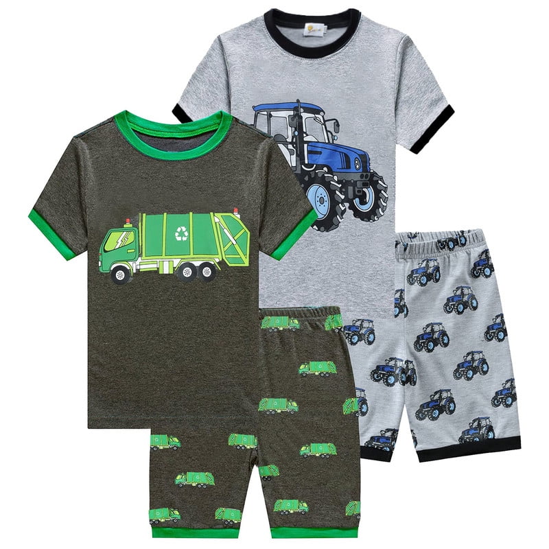 DDSOL Toddler Pajamas Boy Truck Pjs Short Sleeves 2-Pack Sleepwear Sets Cotton Gray 3T - Walmart.com