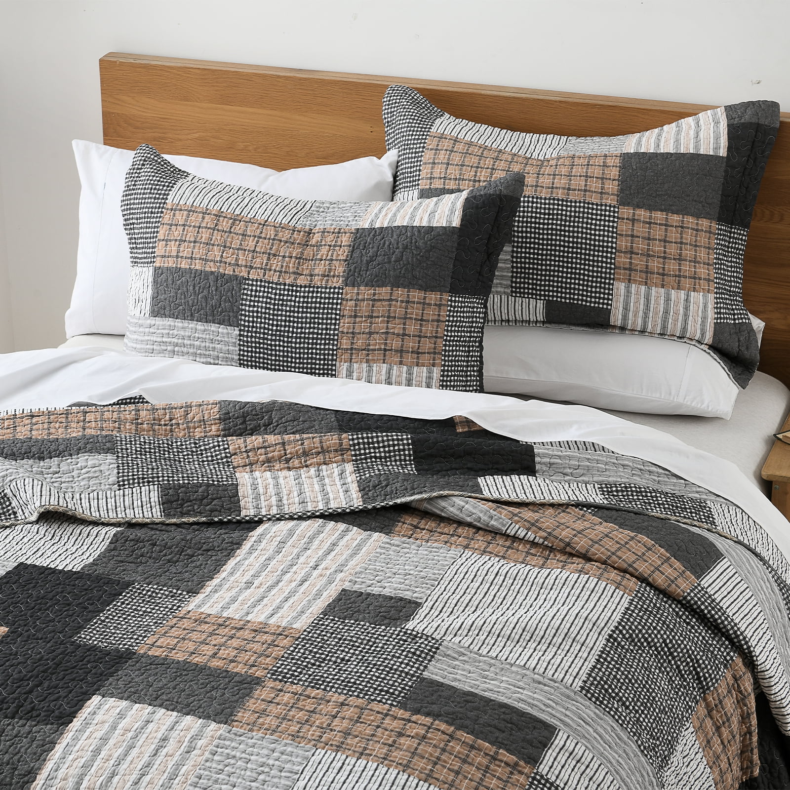 DDUOXIN Gray Cotton Quilt Queen Size - 100% Cotton Lightweight Grey ...