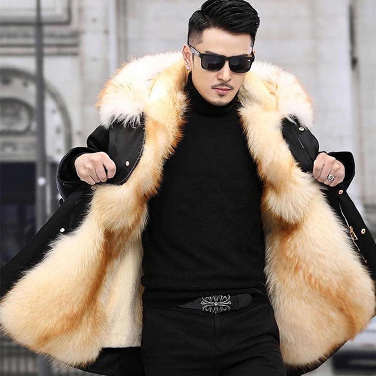 DDWD 2024 Winter New parka fur coat men‘s mid-length detachable faux ...