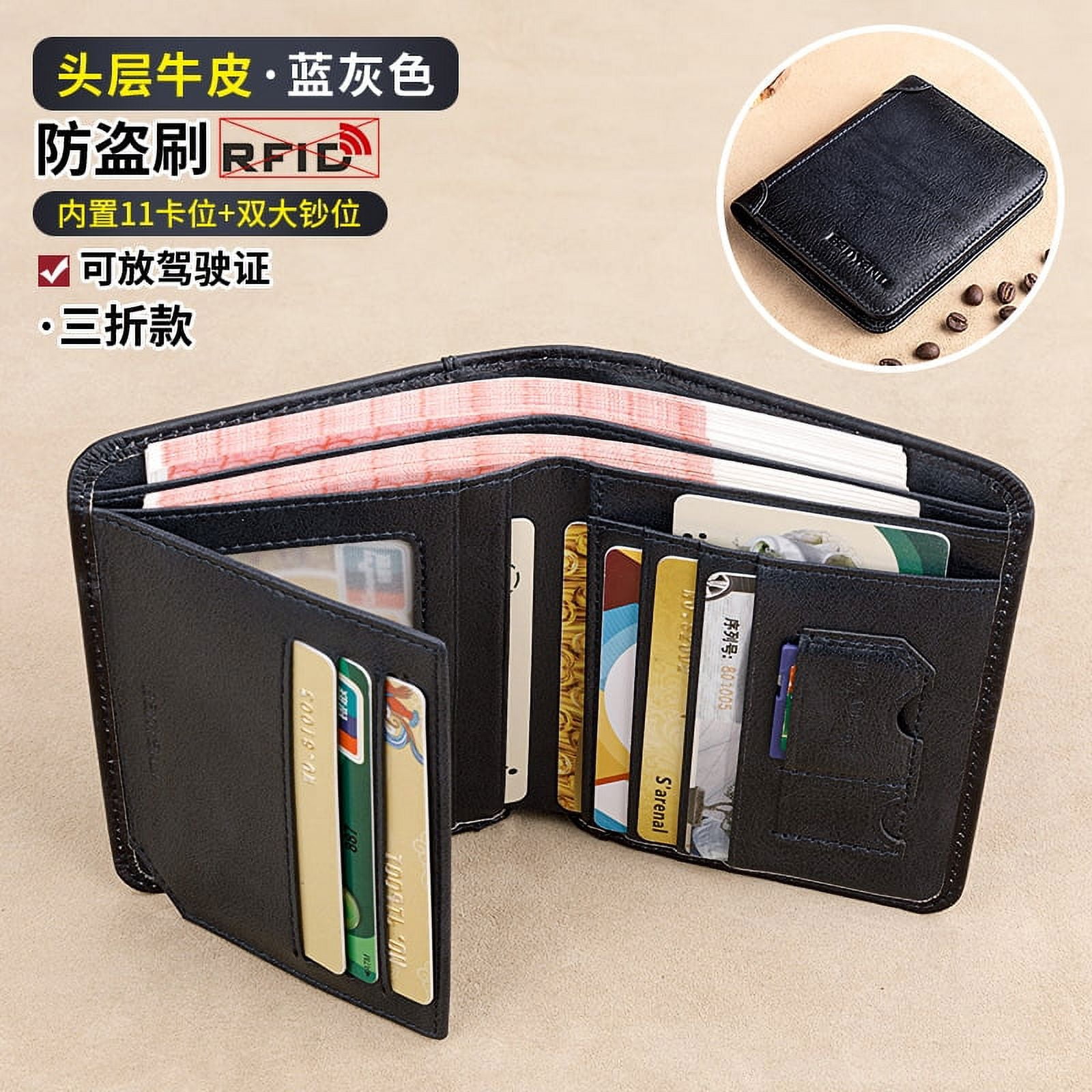 DDWD Banyanu Men‘s wallet RFID anti-theft brush ultra-thin first layer ...