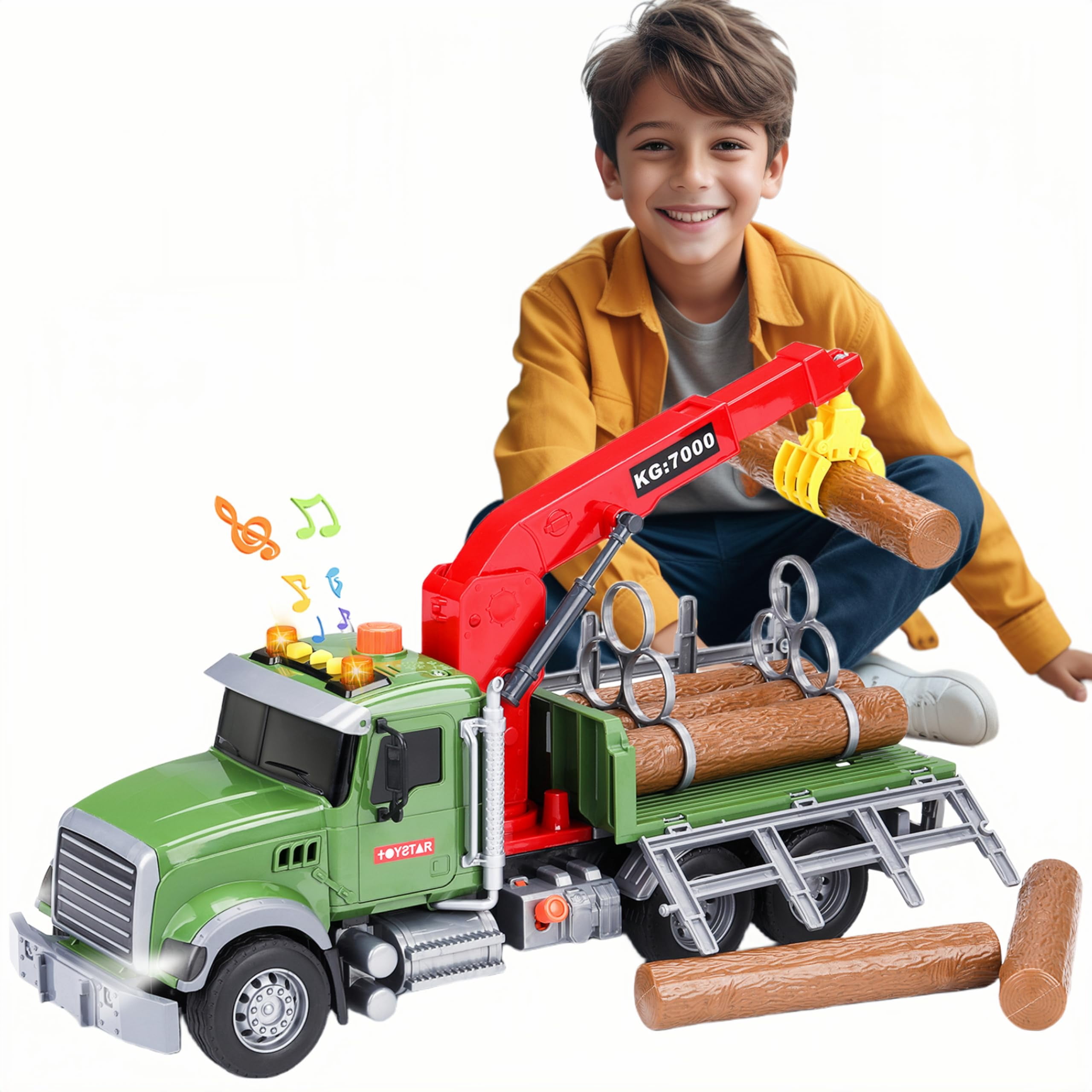DDZOOU Big Tow Truck Toys with Crane for Boys Age 4-7, Logging Truck ...