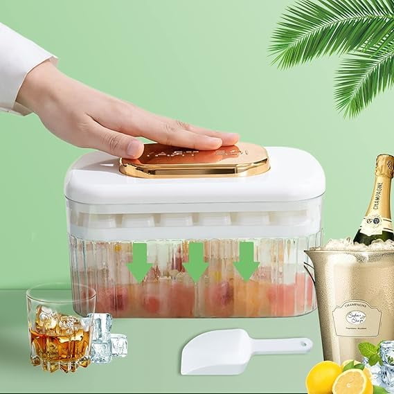 DDayons Multi Layer Ice Cube Maker Box with Press Type Lid Clear ...