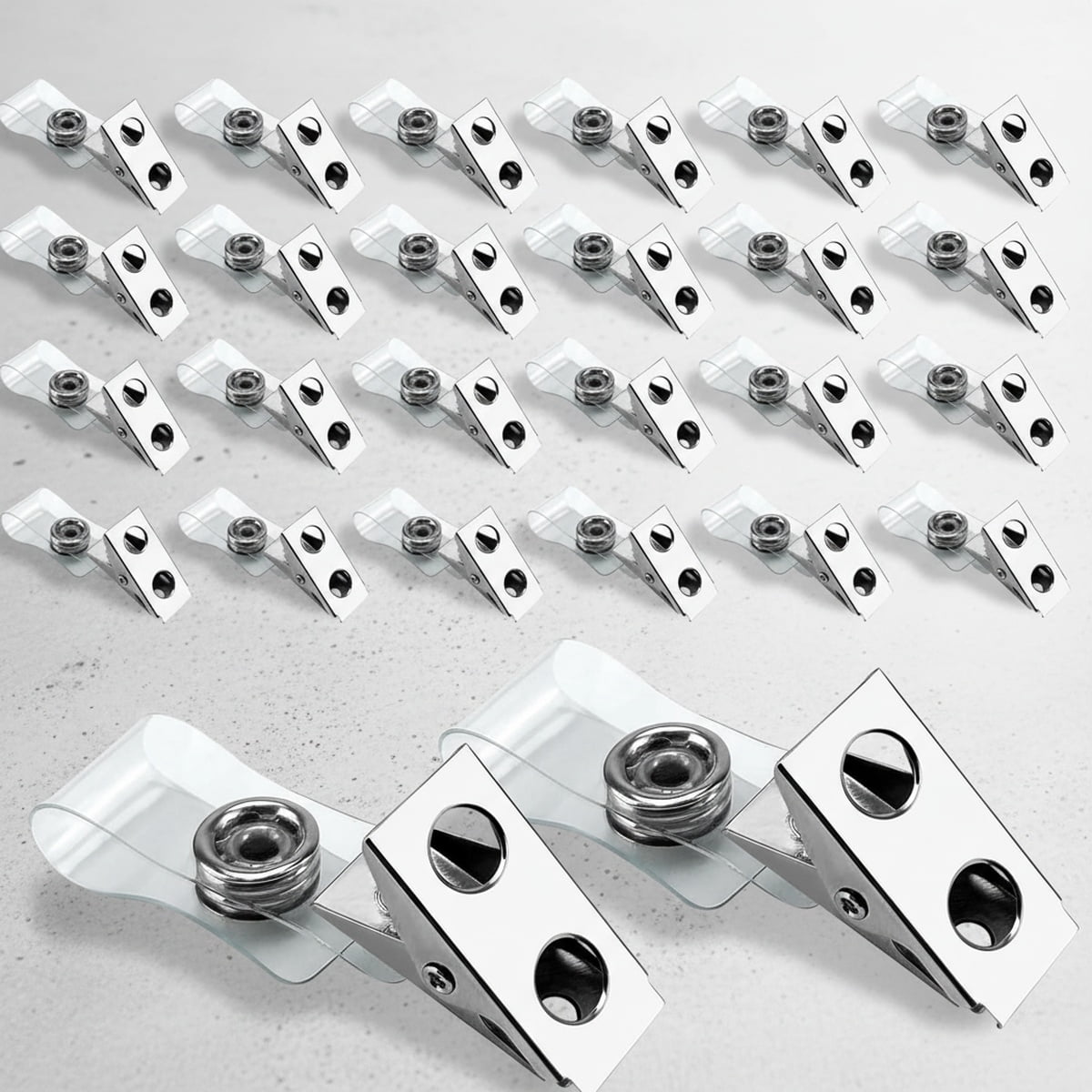 DE 100Pcs Metal Badge Clips with Clear PVC Straps, ID Strap Clip ...