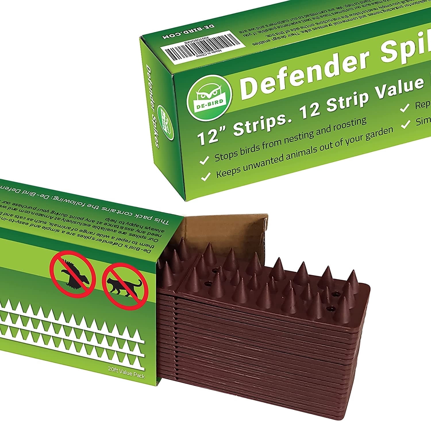DE-BIRD Defender Spikes, Bird Deterrent & Cat Repellent Outdoor to Keep ...