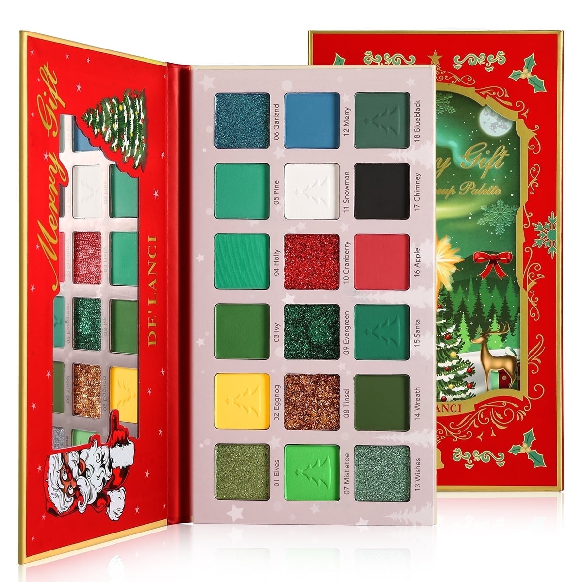 De'lanci Green & Red Eyeshadow Palette, 18 Color, Gram - Walmart.com