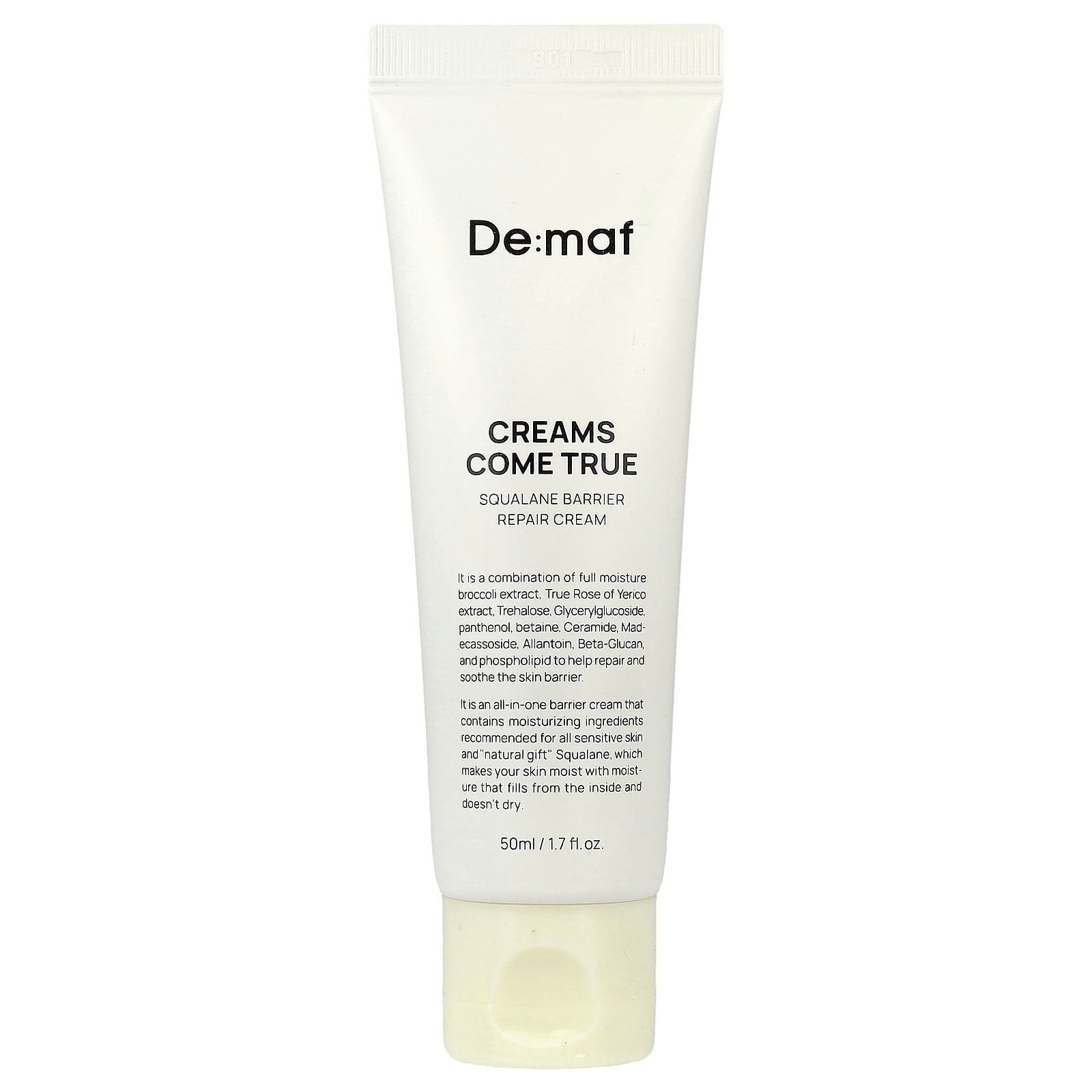 De:maf Creams Come True, Squalane Barrier Repair Cream, 1.7 fl oz (50 ...