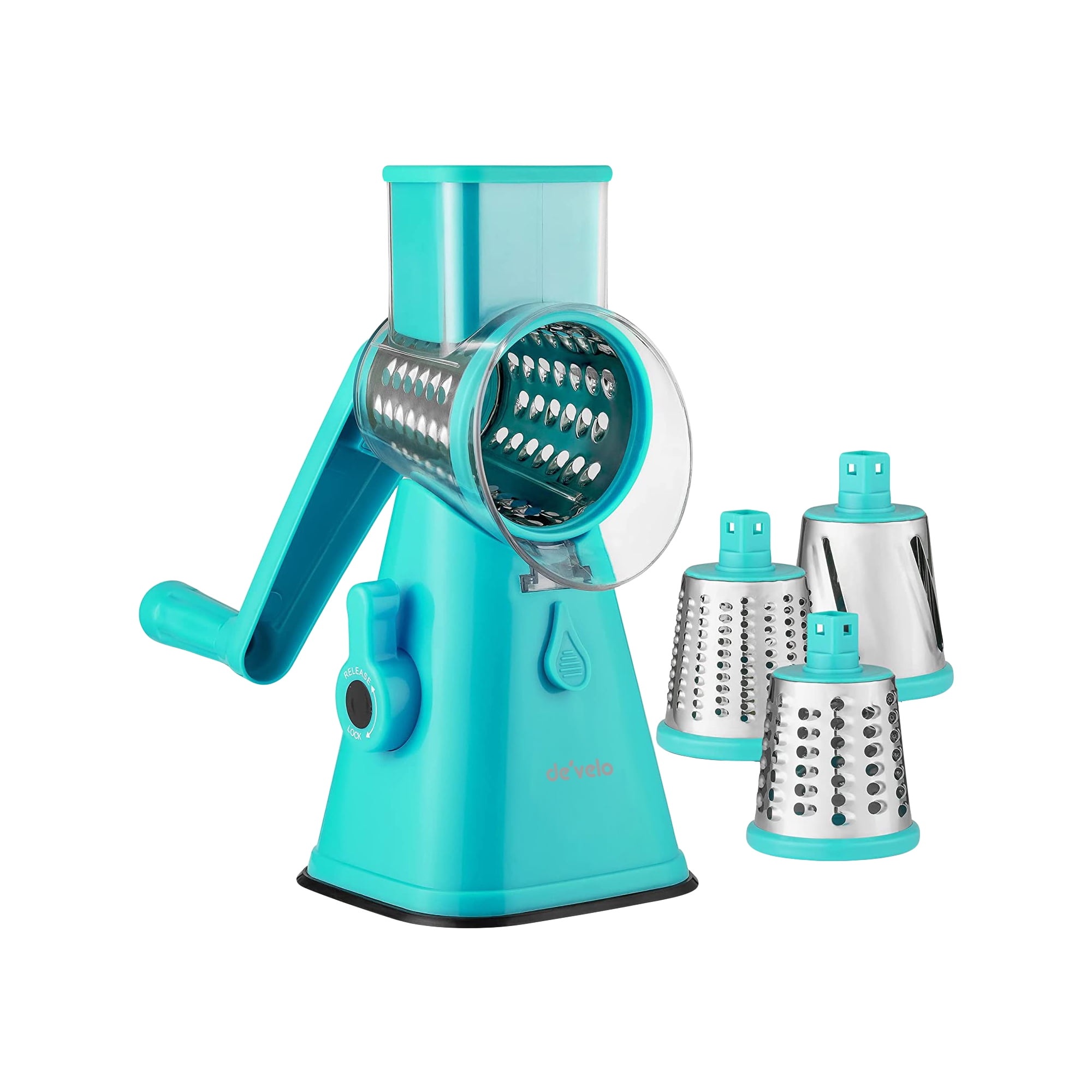 DE'VELO Rotary Cheese Grater with Upgraded, Reinforced Suction - Round ...