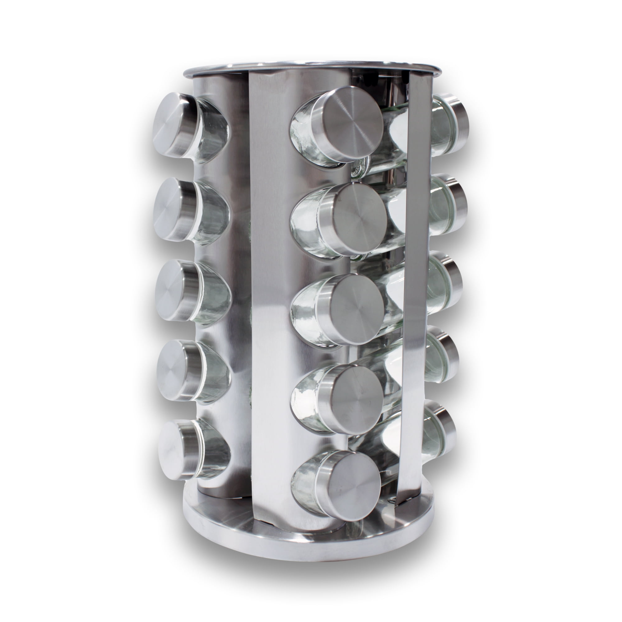 DE'VELO Round Revolving Spice Rack Set with 20 Spice Jars, Kitchen ...