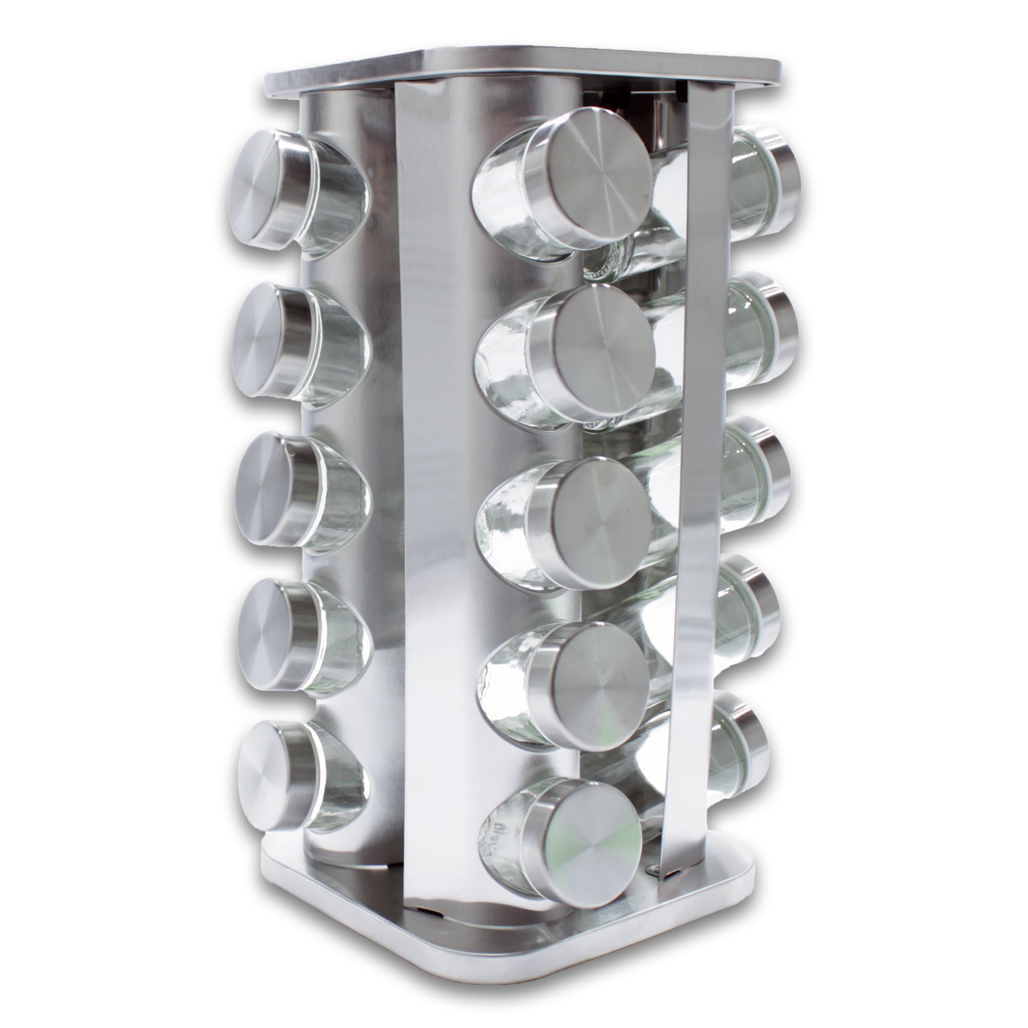 DE'VELO Square Revolving Spice Rack Set with 20 Spice Jars, Kitchen ...