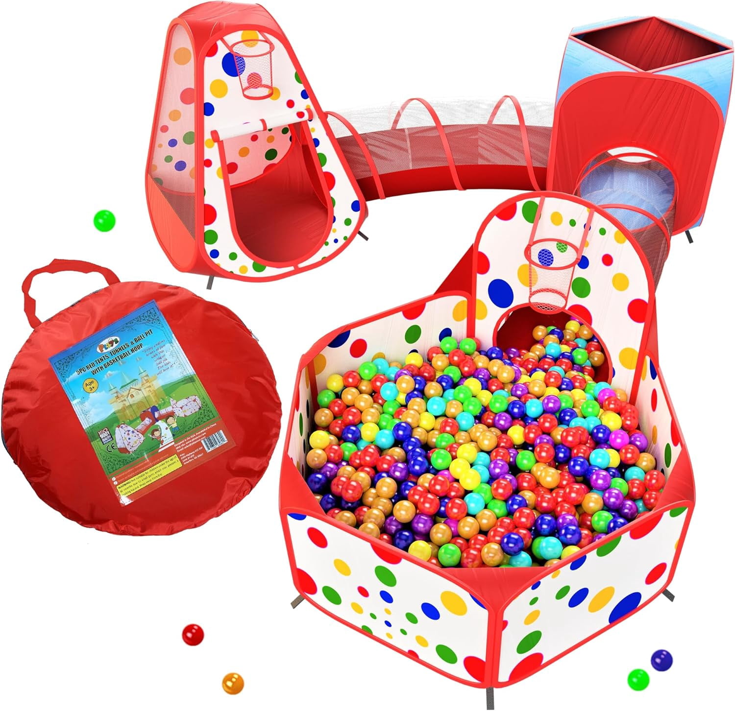 DEA 5-Piece Kids Play Tents Crawl Tunnels and Ball Pit Popup Bounce ...