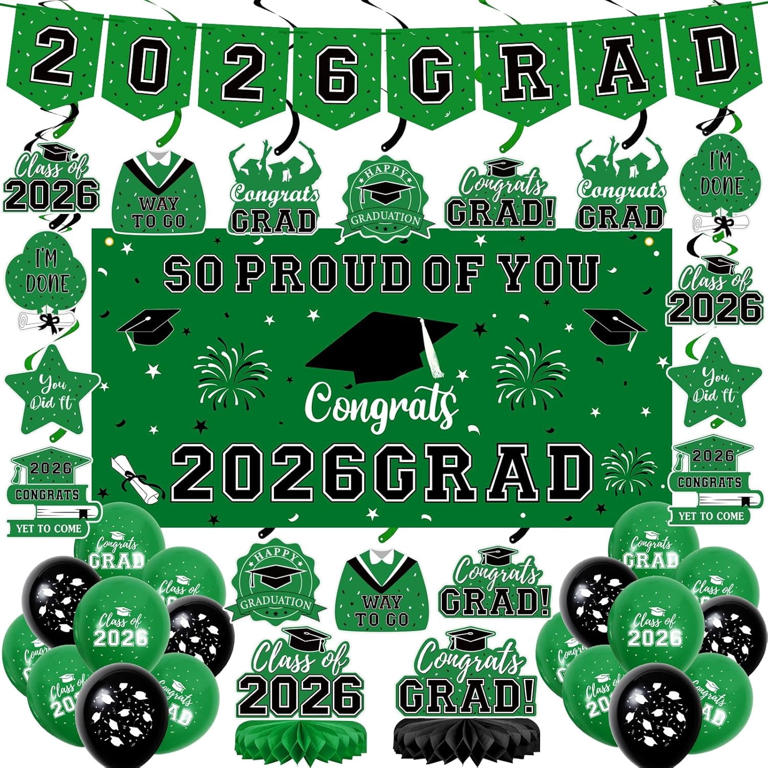 DEA 59Pcs Graduation Decorations 2026 Backdrop Balloons Banner ...