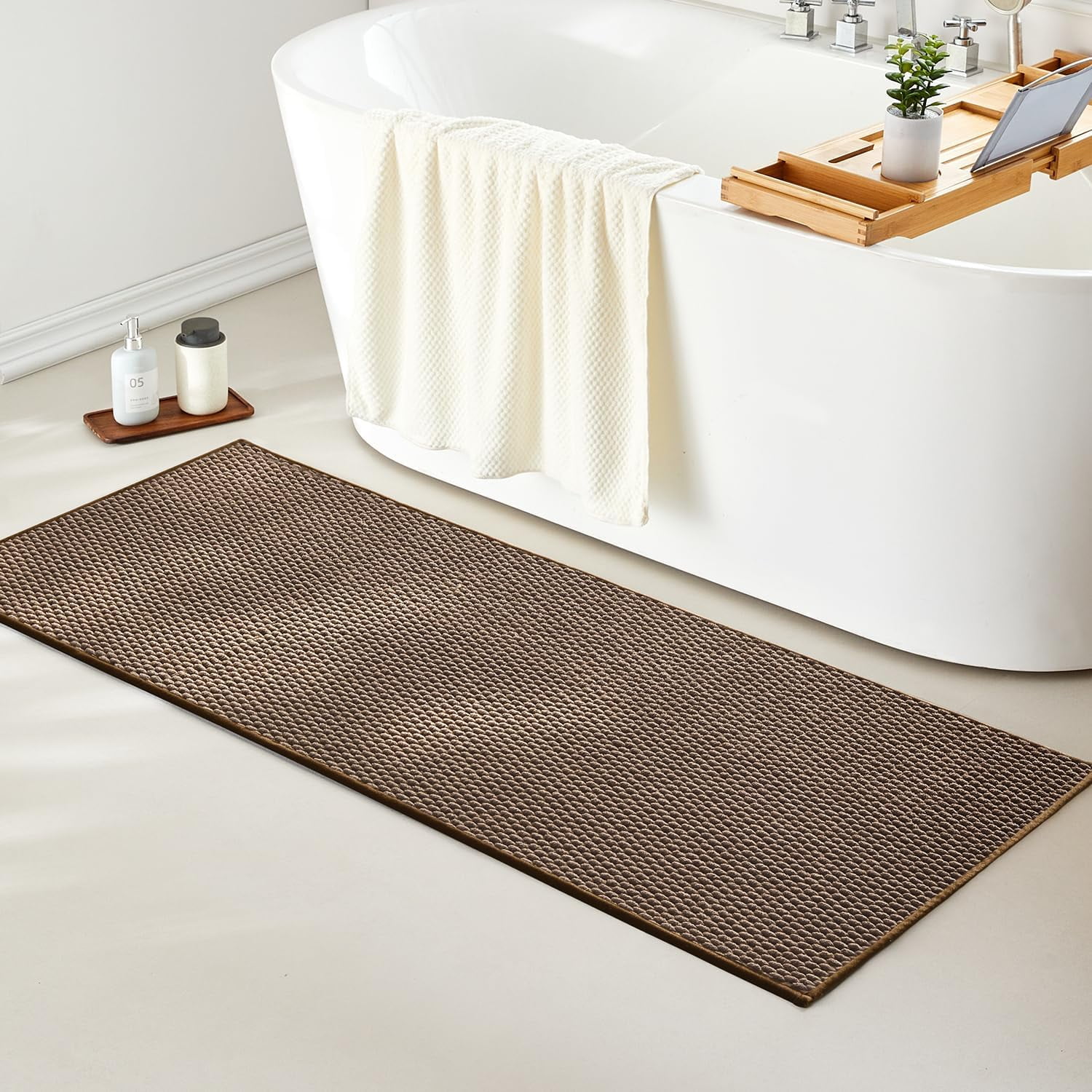 DEA Bathroom Runner Rug, Long Bath Mat Washable Thin Quick Dry Low Pile ...