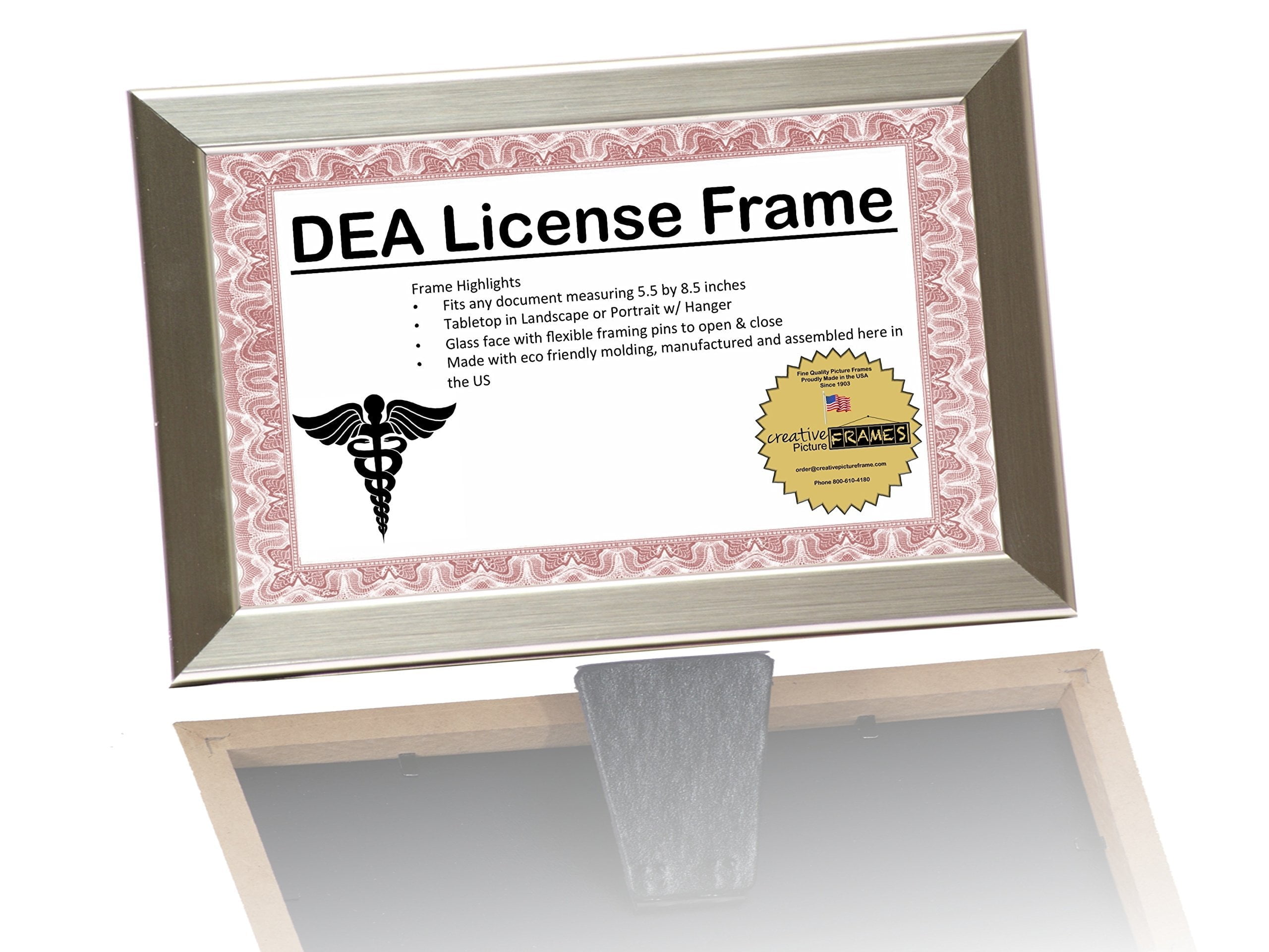 DEA License Frame Collection - Displays any 3.5 by 8.5 inch Document on ...