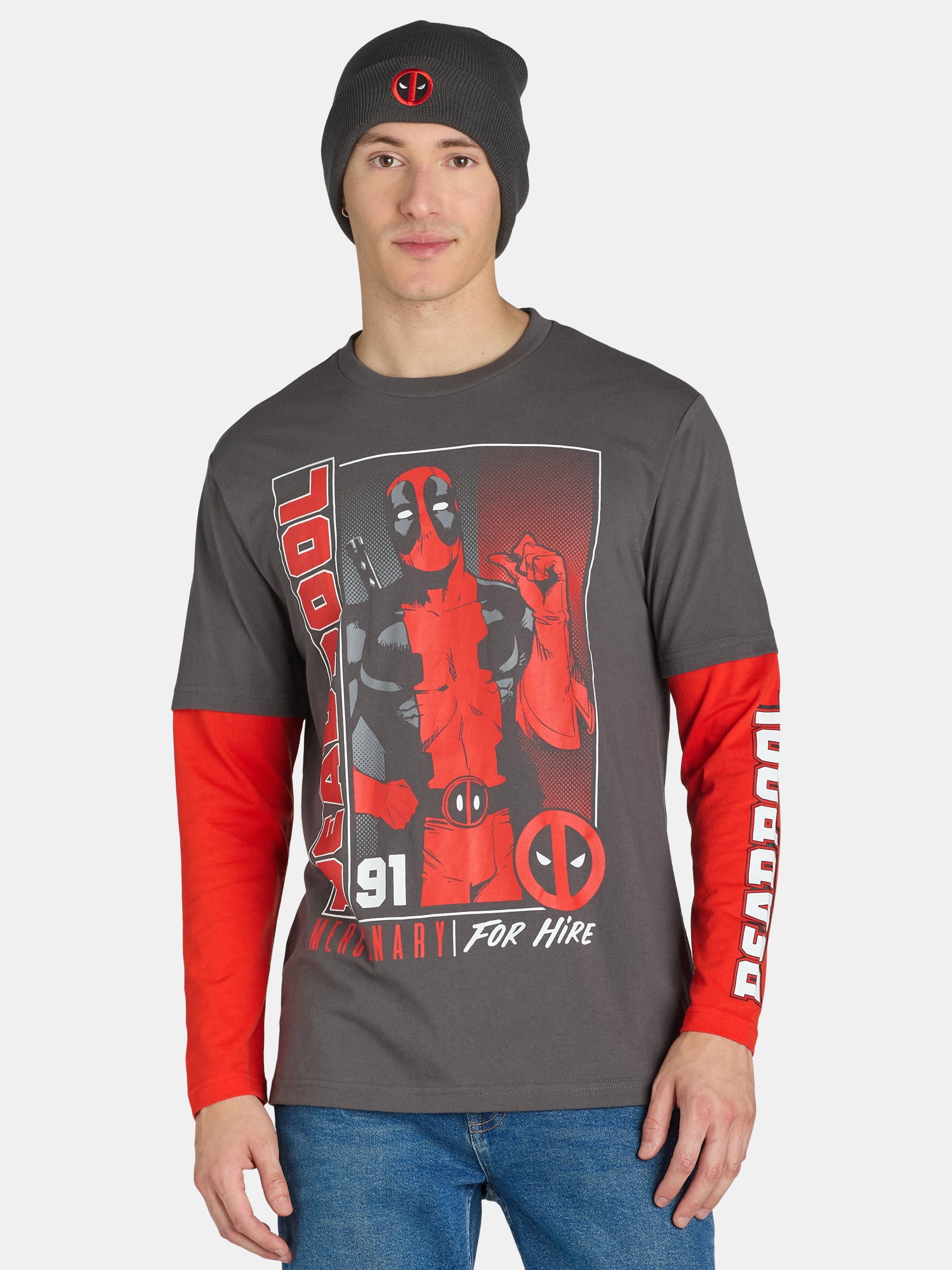 Deadpool Long Sleeve Graphic Tee Shirt - XS-3XL - Walmart.com