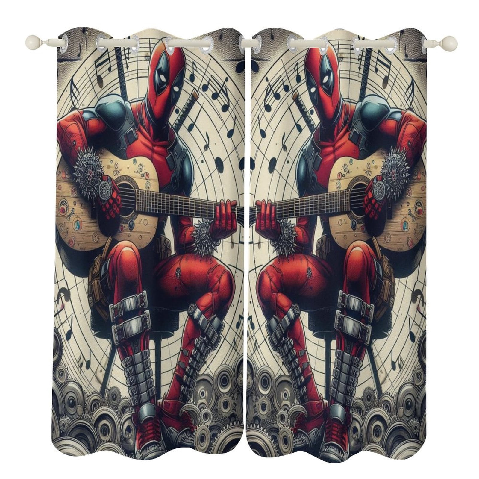 DEADPOOL Playing Guitar Kids Curtains 52 X 72 Inch,Cartoon Blackout ...