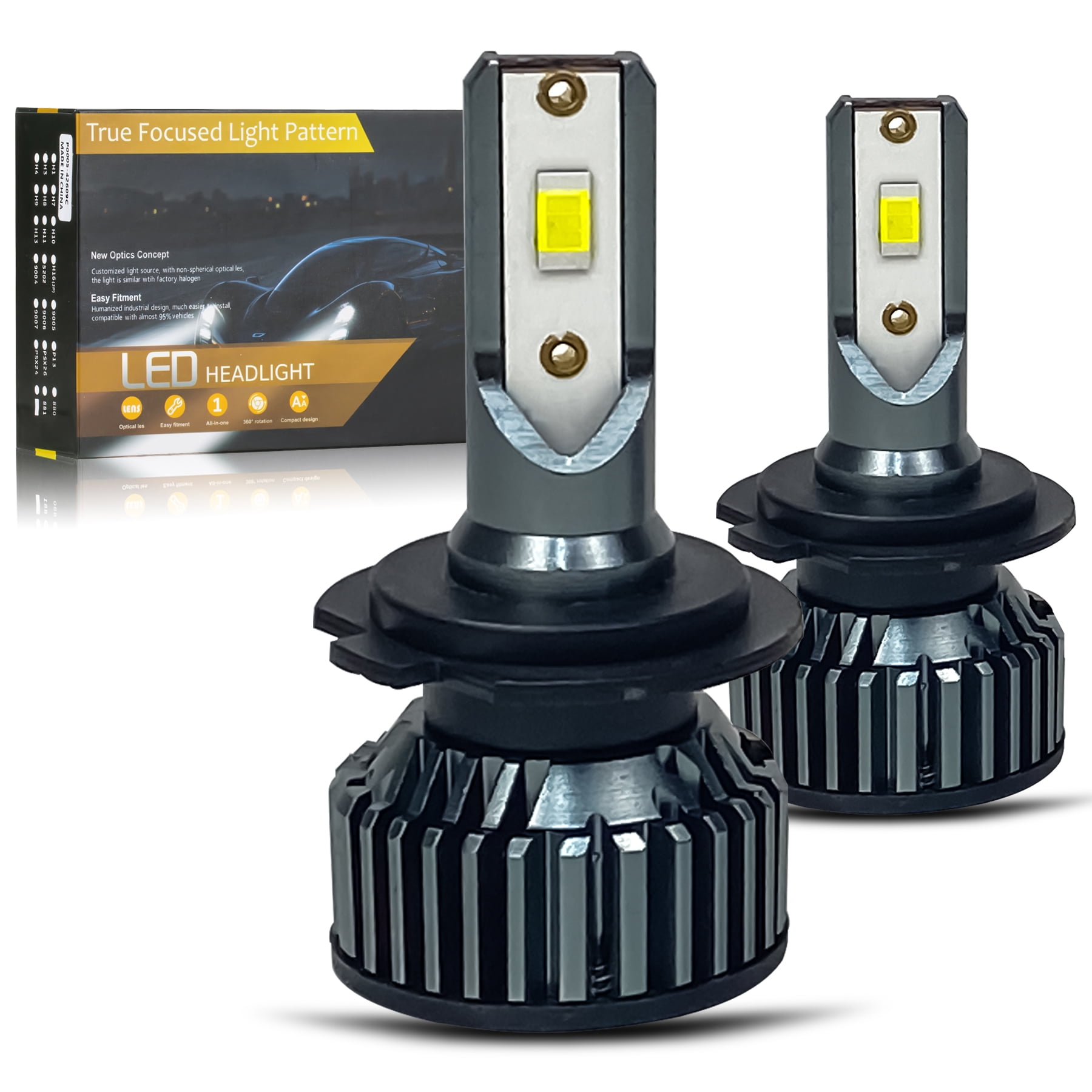 DEAL AUTO ELECTRIC H7 LED 6000K Xenon White Automotive Bulbs 2 Pack ...