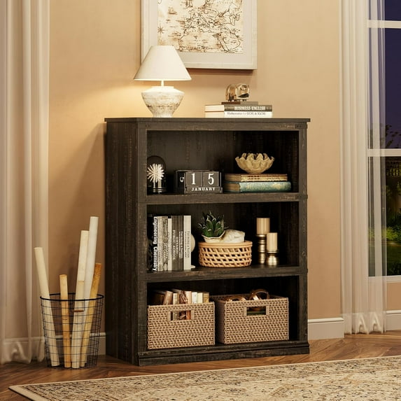 DEALHOUSE, Oak, 3 Shelf, Bookcase, Colonial Farmhouse Bookshelf, Rustic ...