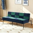 DEALTOPS 63" Checkered Velvet Futon, 2-in-1 Dual-Tone Convertible ...