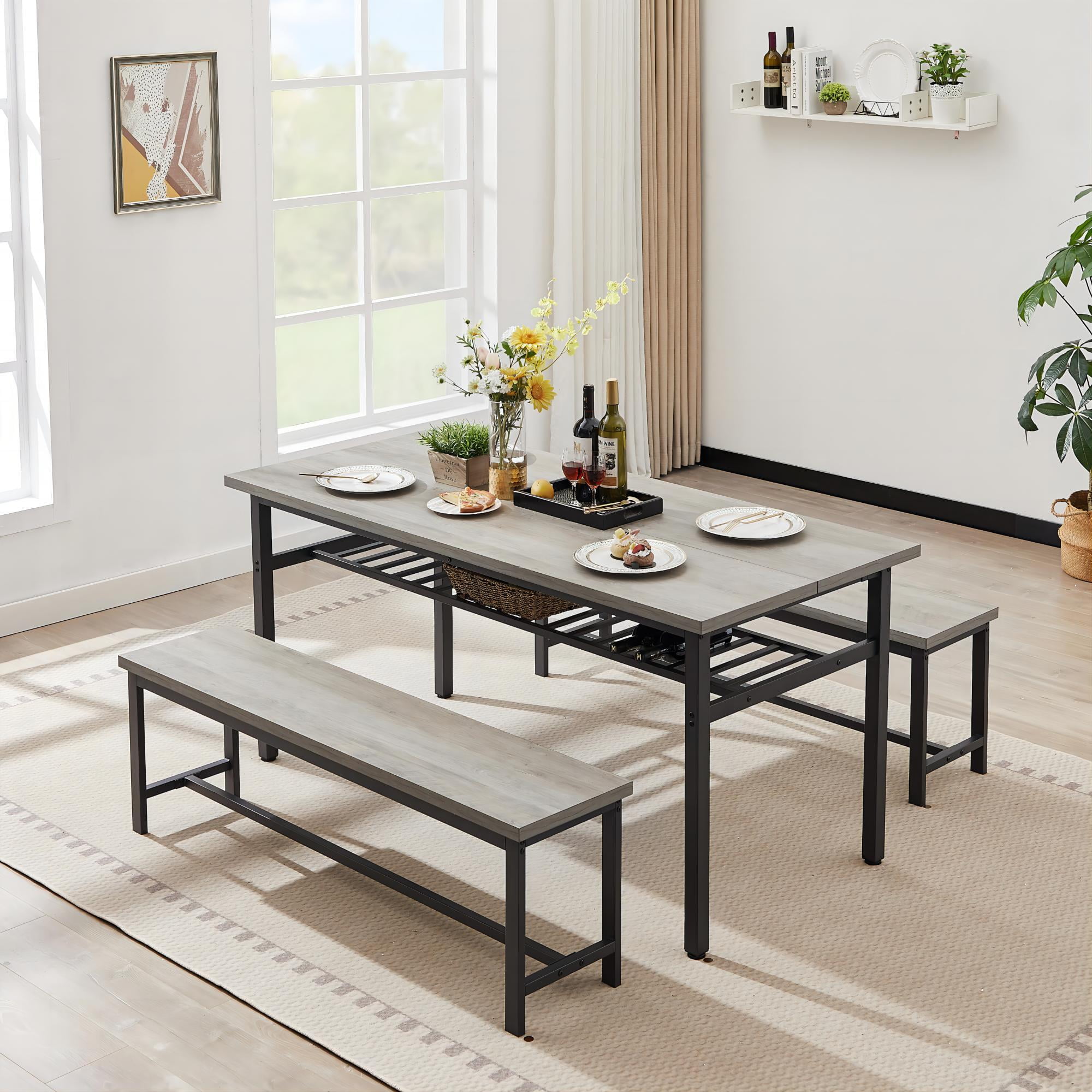 DEALTOPS 67 Inches Oversized dining table set for 6, 3-Piece Kitchen ...