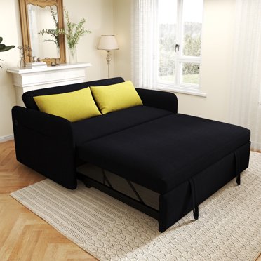 DEALTOPS Loveseat Convertible Pull Out Sleeper Sofa Bed, Blue - Walmart.com