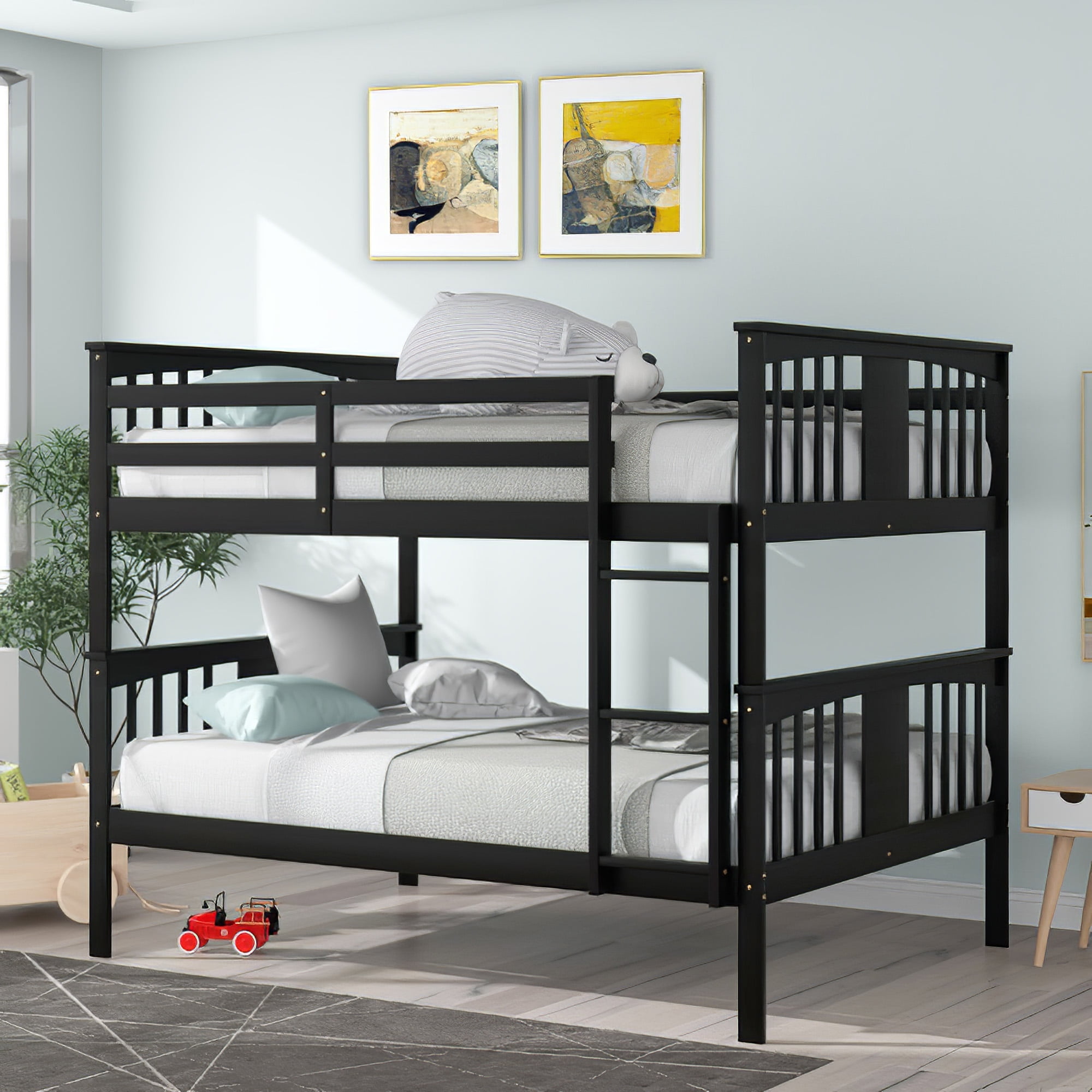 Free Shipping! DEALTOPS Full over Full Bunk Bed with Ladder, Solid Wood ...