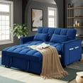 DEALTOPS Loveseat Sleeper Sofa Bed, Pull-Out Couch - Full Size Blue ...